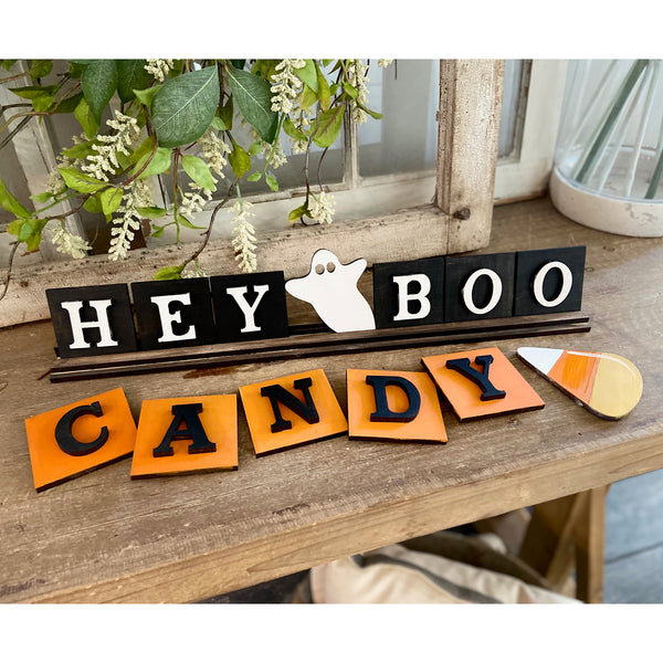 Hey Boo and Candy Interchangeable Letter Tiles with Base Sign ...