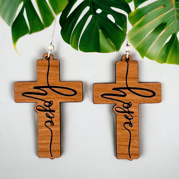 Hope Cross Dangle Earrings – Glowforge Shop
