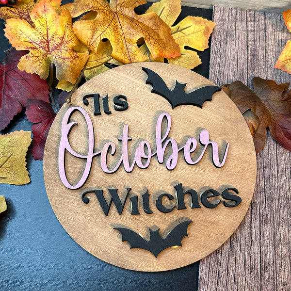 It's October Witches Halloween Bats Door Sign – Glowforge Shop