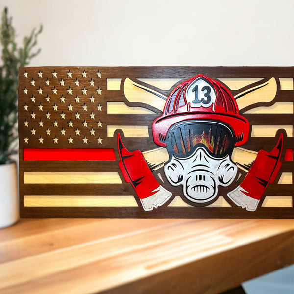 Layered Firefighter Flag Sign / Wall Decor – Glowforge Shop