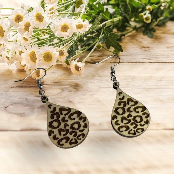 Leopard Print Teardrop Dangle Earrings – Glowforge Shop