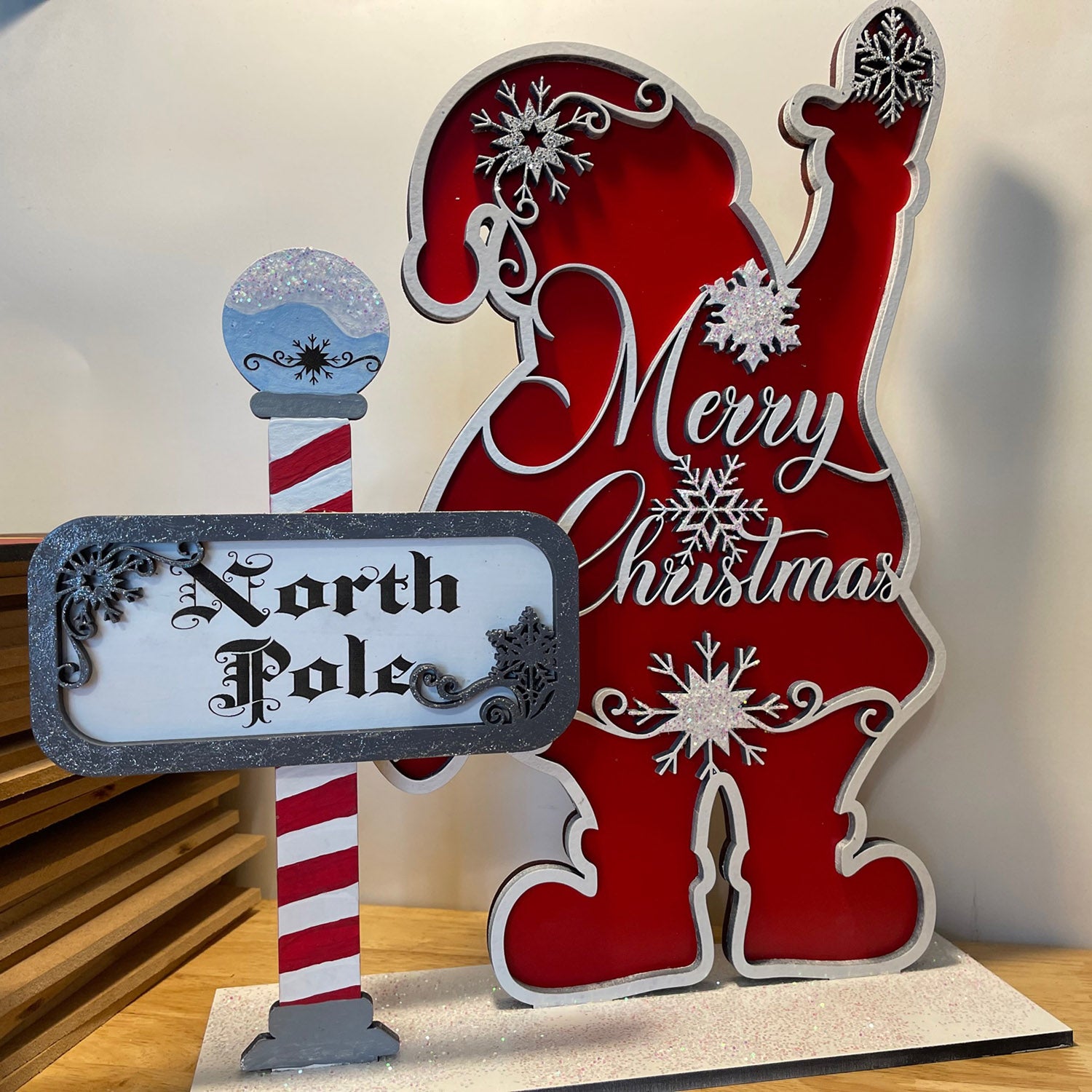 "Merry Christmas" Santa North Pole Stand – Glowforge Shop