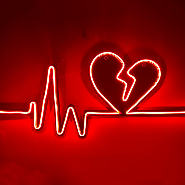 Neon Broken Heartbeat Sign - Broken Heartbeat Wall Decor – Glowforge Shop