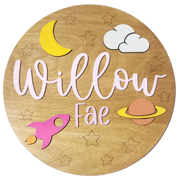 Personalizable Outer Space-Themed Nursery Sign – Glowforge Shop
