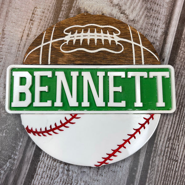 Personalizable Sports-Themed Name Sign with Matching Keychain ...