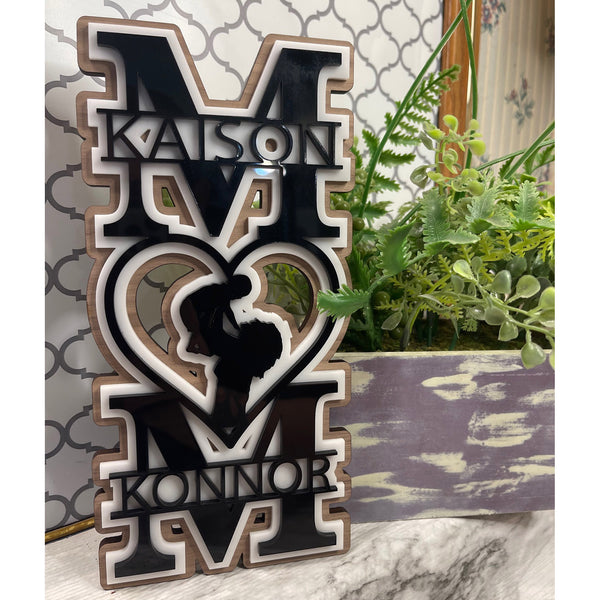 Personalized 2-Name Vertical Mom Stand - Mother's Day Gift – Glowforge Shop