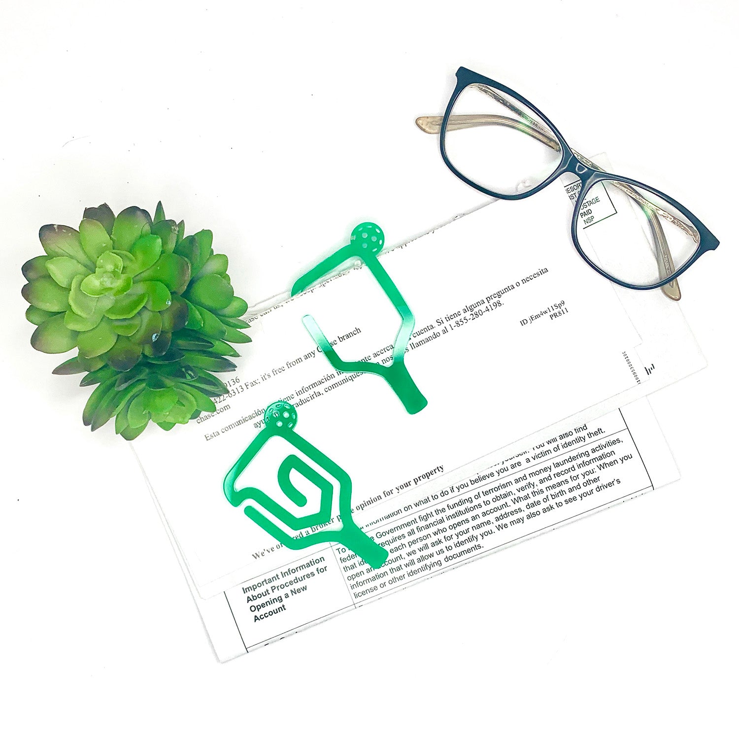 Pickleball-Shaped Bookmark with Card Backer - Paperclip - Snack Bag Cl ...