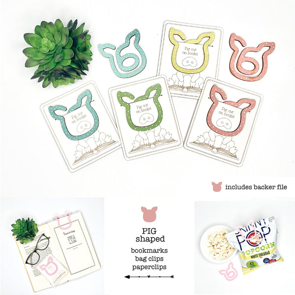 Pig-Shaped Bookmark with Card Backer - Paperclip - Snack Bag Closure ...