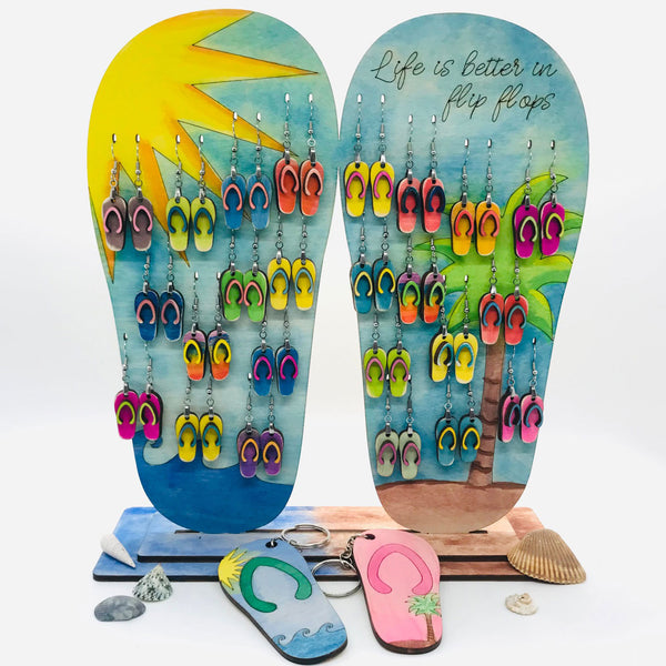 Tropical Flip Flop Set - Keychains, Earrings and Earring Display ...