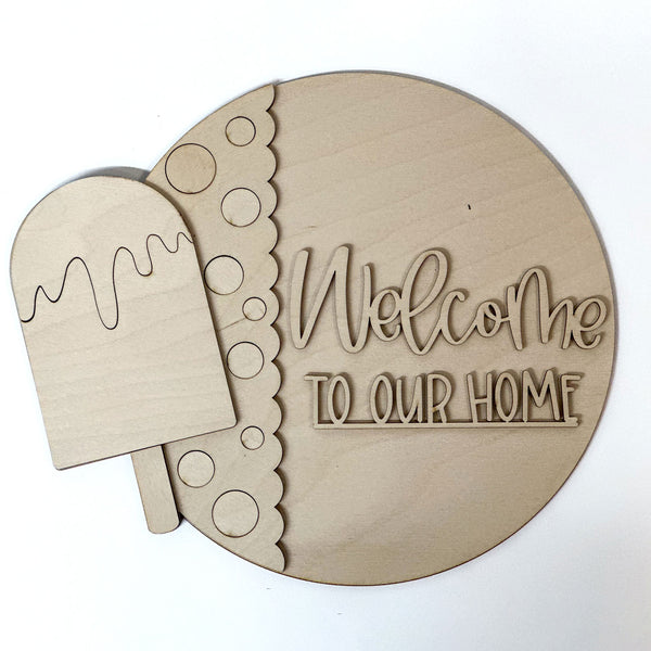 Welcome To Our Home Popsicle Sign - Welcome Sign Door Hanger ...