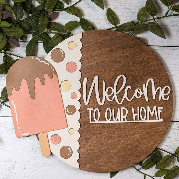 Welcome To Our Home Popsicle Sign - Welcome Sign Door Hanger ...