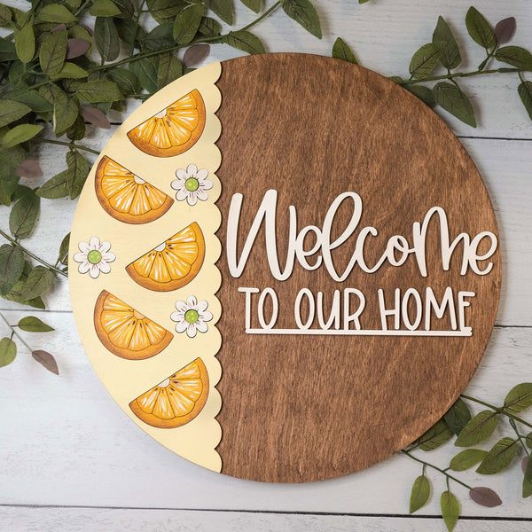 Welcome To Our Home With Citrus Fruit - Welcome Sign Door Hanger ...