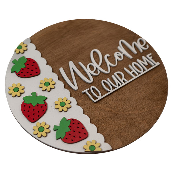 Welcome To Our Home With Strawberries - Welcome Sign Door Hanger ...