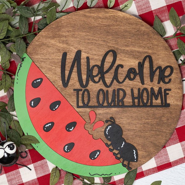 Welcome To Our Home With Watermelon and Ant - Welcome Sign Door Hanger ...