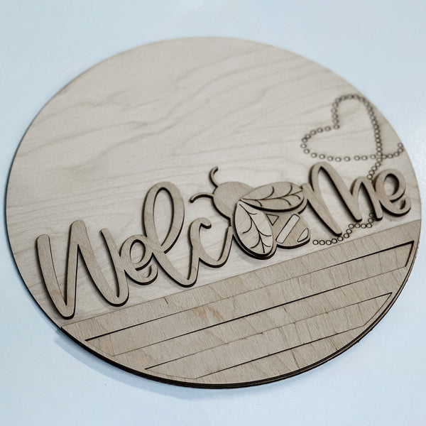Welcome With Bee Door Hanger - Welcome Door Sign – Glowforge Shop