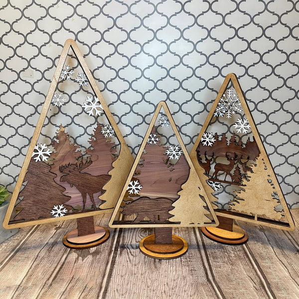 Medium Winter Scene Tree Stand with Reindeers – Glowforge Shop