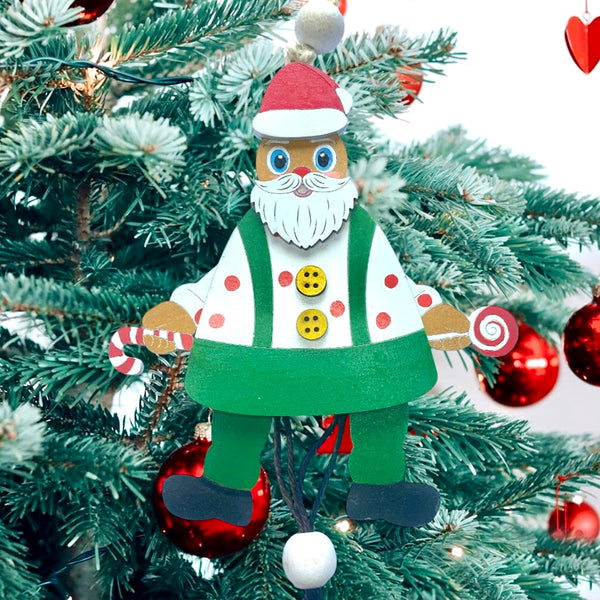 Working Santa String Puppet Ornament - Santa Claus Christmas Ornament ...