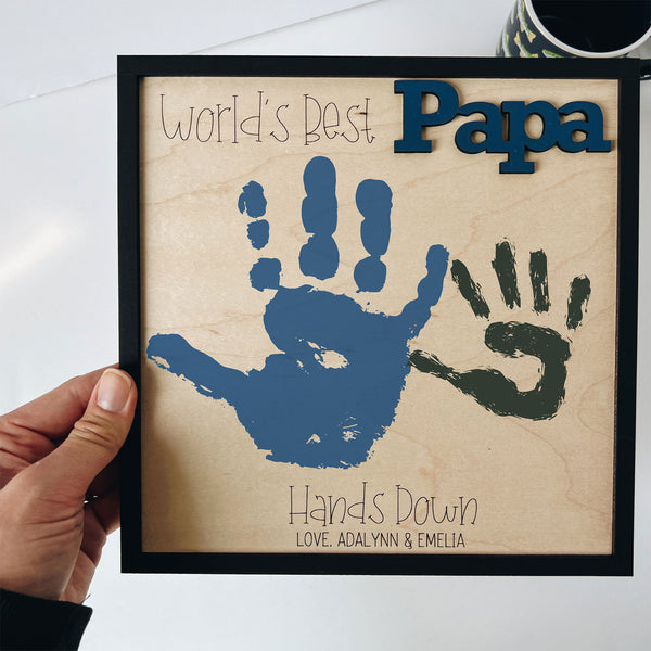 Worlds Best Dad, Hands Down Square Sign – Glowforge Shop