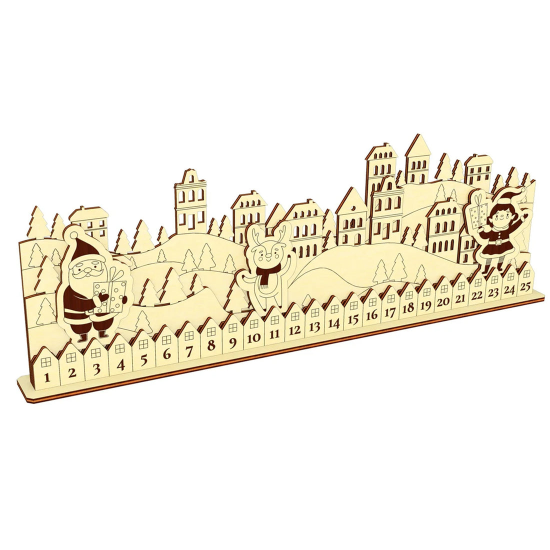 Advent Countdown Calendar with Santa, Elf and Reindeer on the Winter C ...