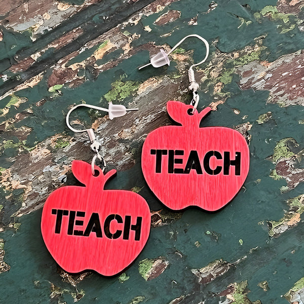 Apple Teach Dangle Earrings – Glowforge Shop