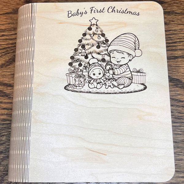 Baby’s First Christmas Keepsake Book Cover - Baby's Christmas Tree ...
