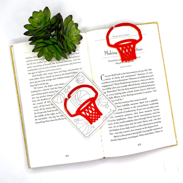Basketball Shaped Bookmark with Card Backer - Paperclip - Snack Bag Cl ...