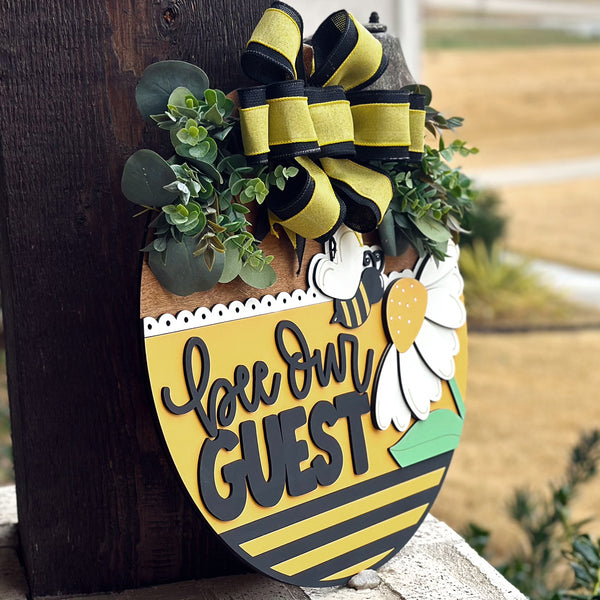Bee Our Guest Layered Door Hanger – Glowforge Shop