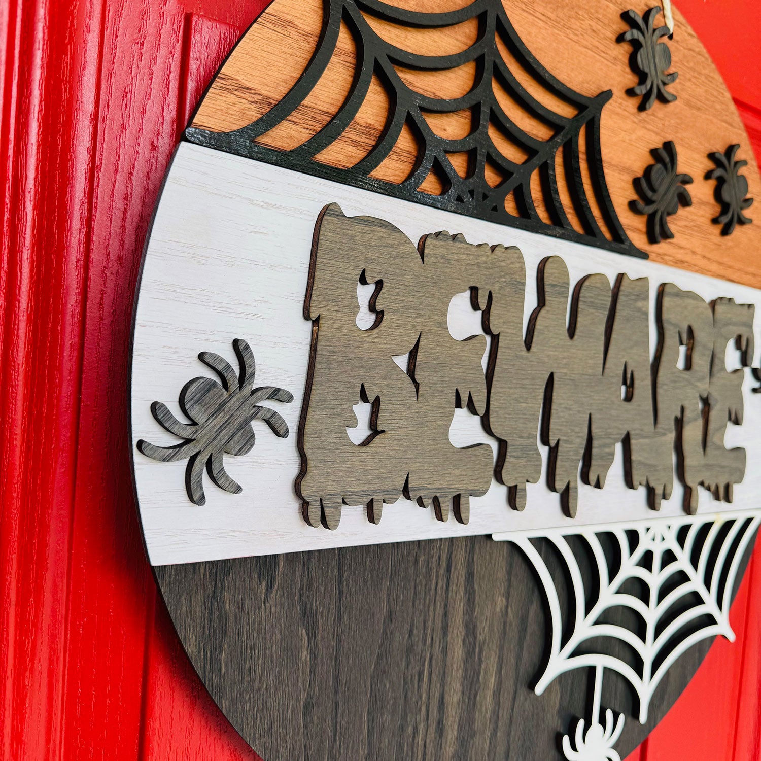 BEWARE Halloween Spiderweb Door Sign 19" Circle – Glowforge Shop