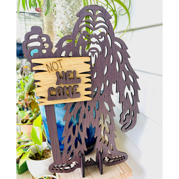 Bigfoot Sasquatch Not Welcome Sign with Stands – Glowforge Shop