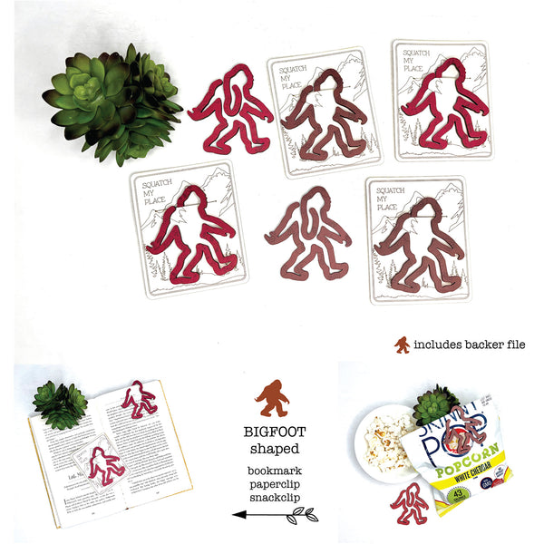 Bigfoot Shaped Bookmark with Card Backer - Paperclip - Snack Bag Closu ...