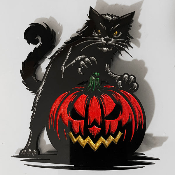 Black Cat with Spooky Pumpkin for Halloween – Glowforge Shop