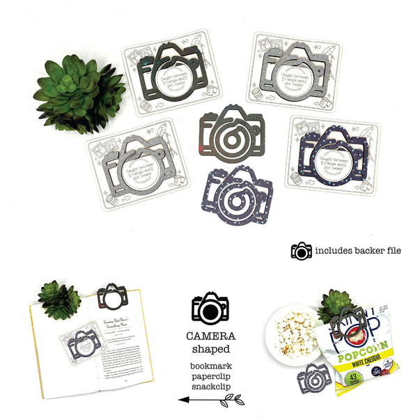 Camera Shaped Bookmark with Card Backer - Paperclip - Snack Bag Closur ...