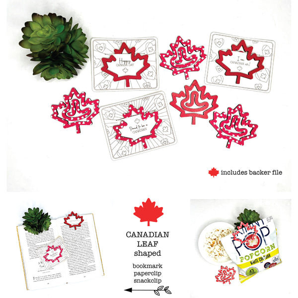 Canadian Leaf Shaped Bookmark with Card Backer - Paperclip - Snack Bag ...