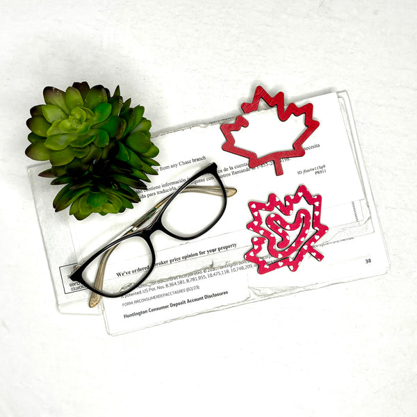 Canadian Leaf Shaped Bookmark with Card Backer - Paperclip - Snack Bag ...