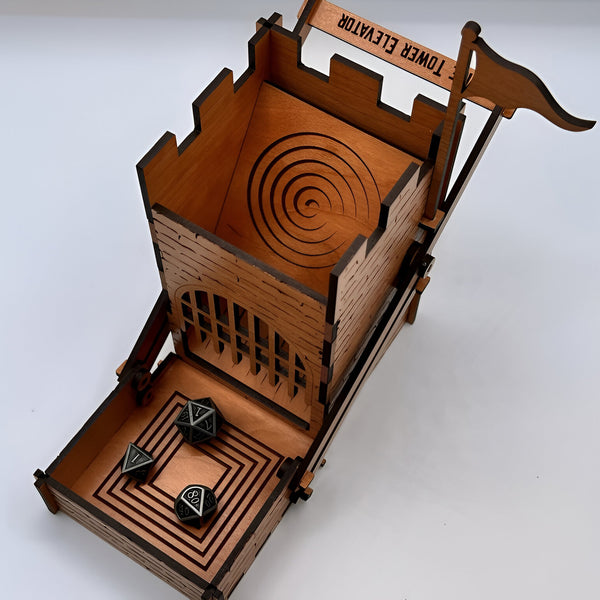 Castle Dice Tower with Elevator - Light Proofgrade Plywood / Aura Comp ...