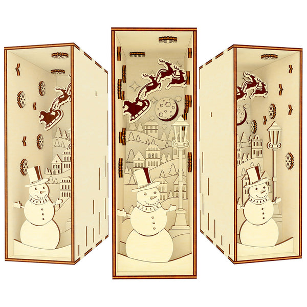 Christmas Book Nook - Winter Scene with Snowman, Santa, Moon and Old C ...