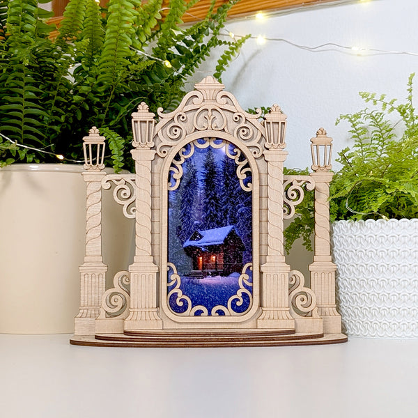 Christmas Mirror Phone Holder with Lanterns – Glowforge Shop