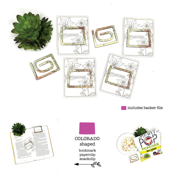 Colorado Shaped Bookmark with Card Backer - Paperclip - Snack Bag Clos ...