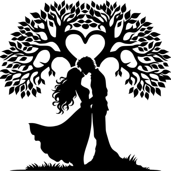 Couple Kissing Under the Tree Silhouette #3 – Glowforge Shop