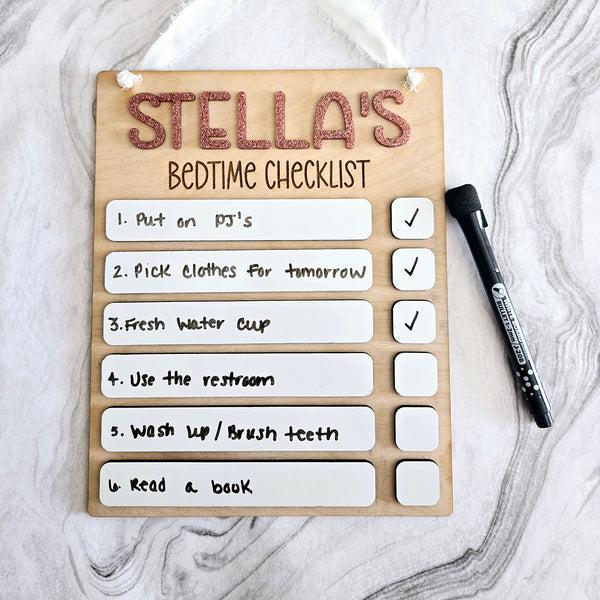 Customizable Bedtime Checklist Dry Erase Board – Glowforge Shop