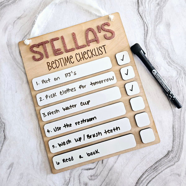 Customizable Bedtime Checklist Dry Erase Board – Glowforge Shop