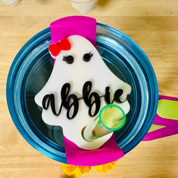 Cute Ghost with Bow Topper compatible with 40oz Stanley Tumbler ...