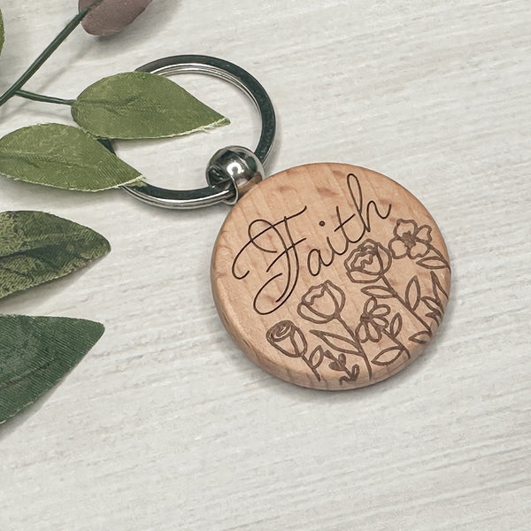 Faith with Florals Keychain – Glowforge Shop