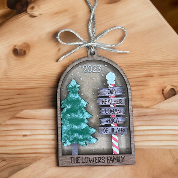 Family Christmas Sign Ornament for 3-6 Members (Set of 4) – Glowforge Shop