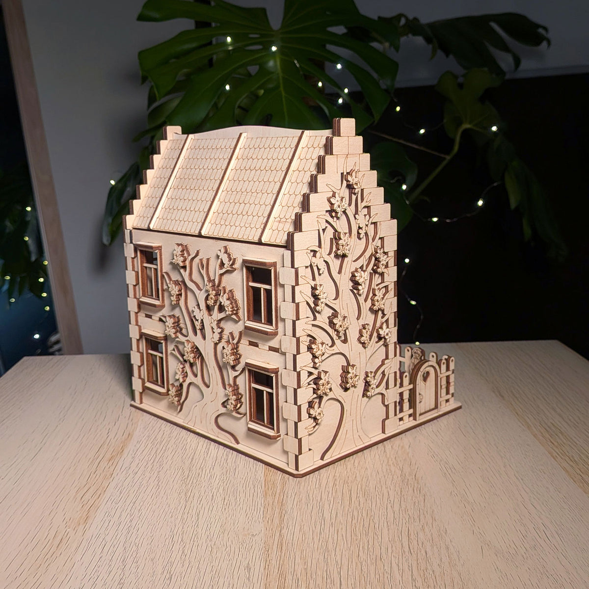 Family Two-Floor House - DIY Miniature with Opening Roof & Character F ...