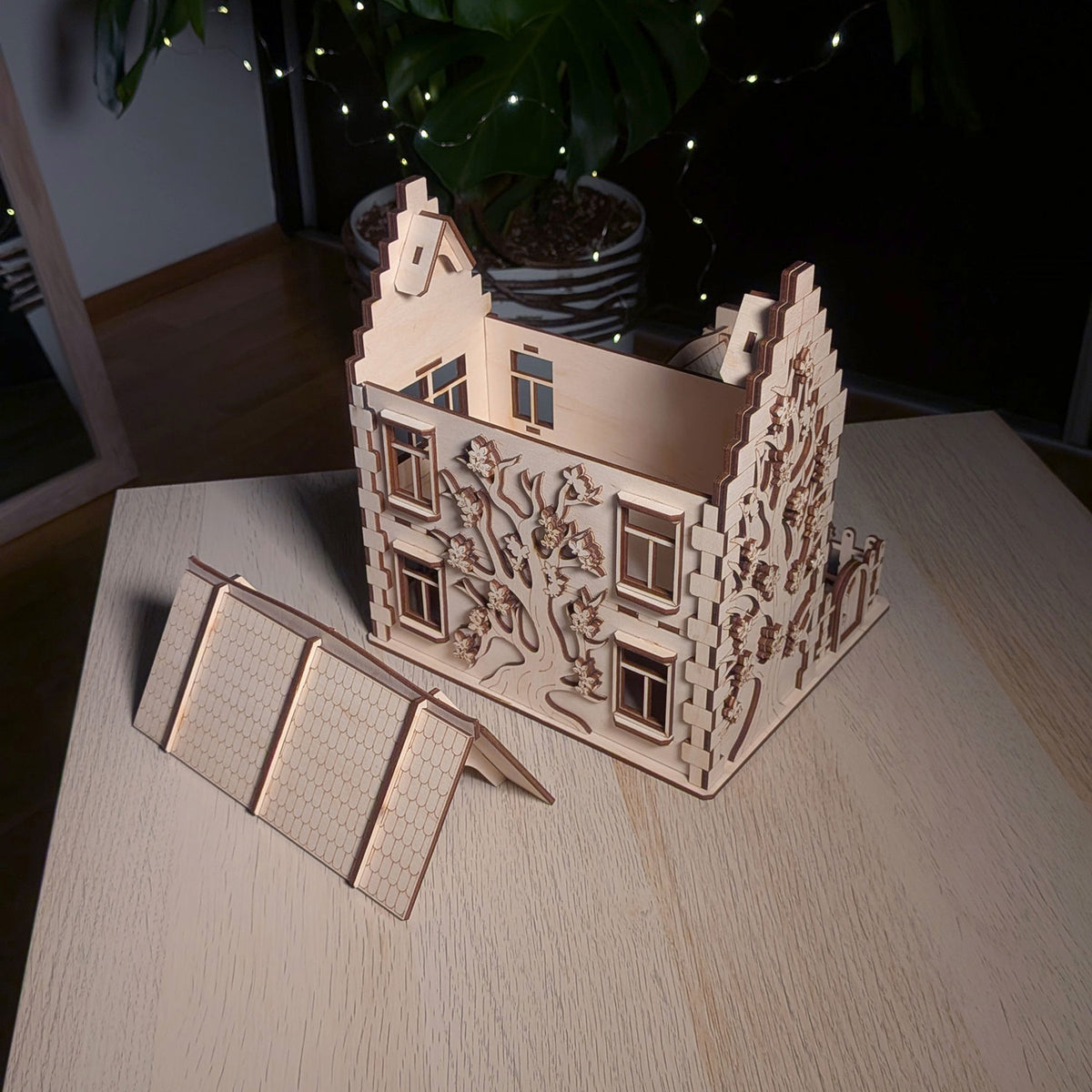 Family Two-Floor House - DIY Miniature with Opening Roof & Character F ...