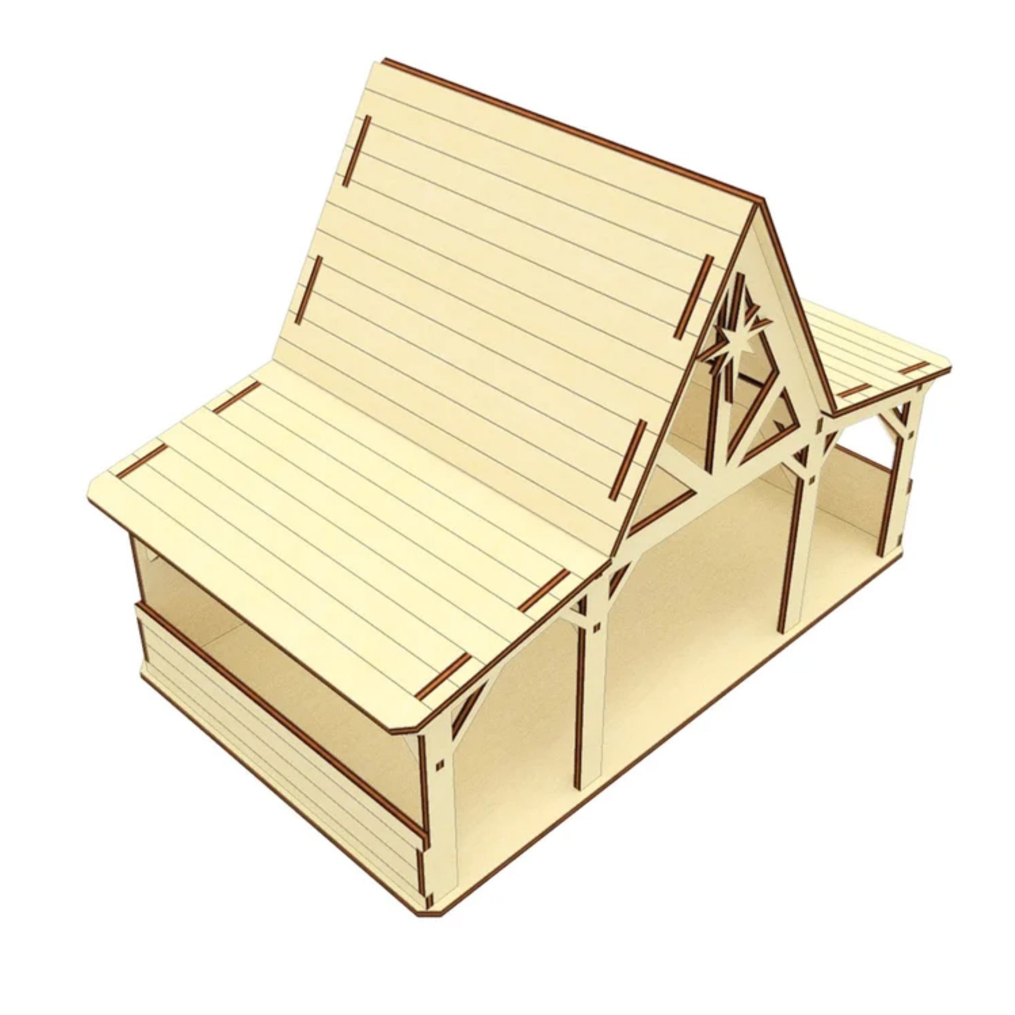 Farm Barn for Christmas Nativity Scene with Open Front Side – Glowforge ...