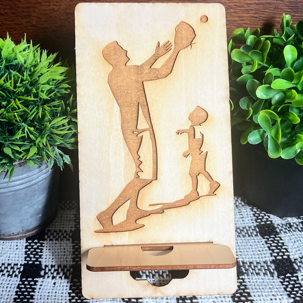 Father Playing Catch Phone Stand – Glowforge Shop