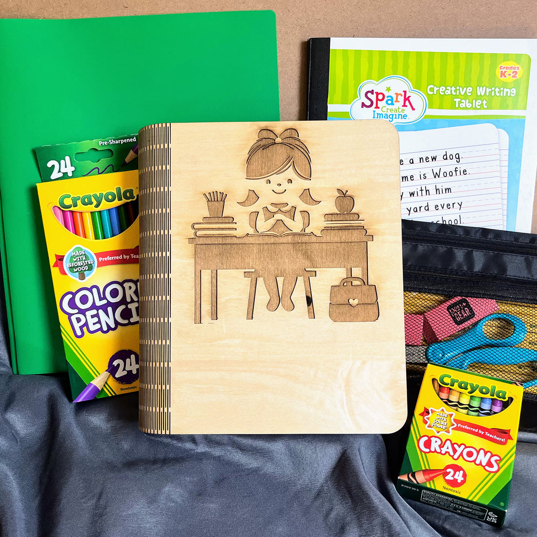 Female Student Sitting at a Desk Keepsake Book Box Cover – Glowforge Shop