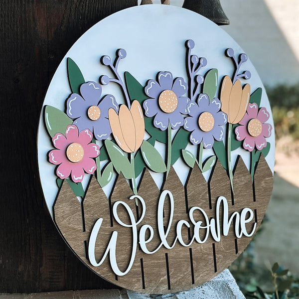 Floral Fence Welcome Sign with Spring Flowers – Glowforge Shop
